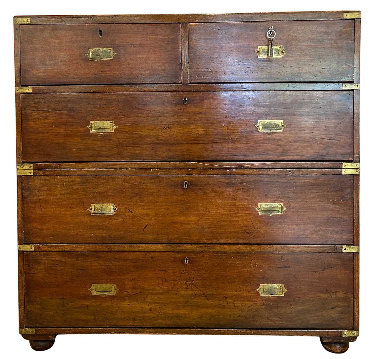 Lot 128 - Five Drawer Colonial Campaign Chest.
