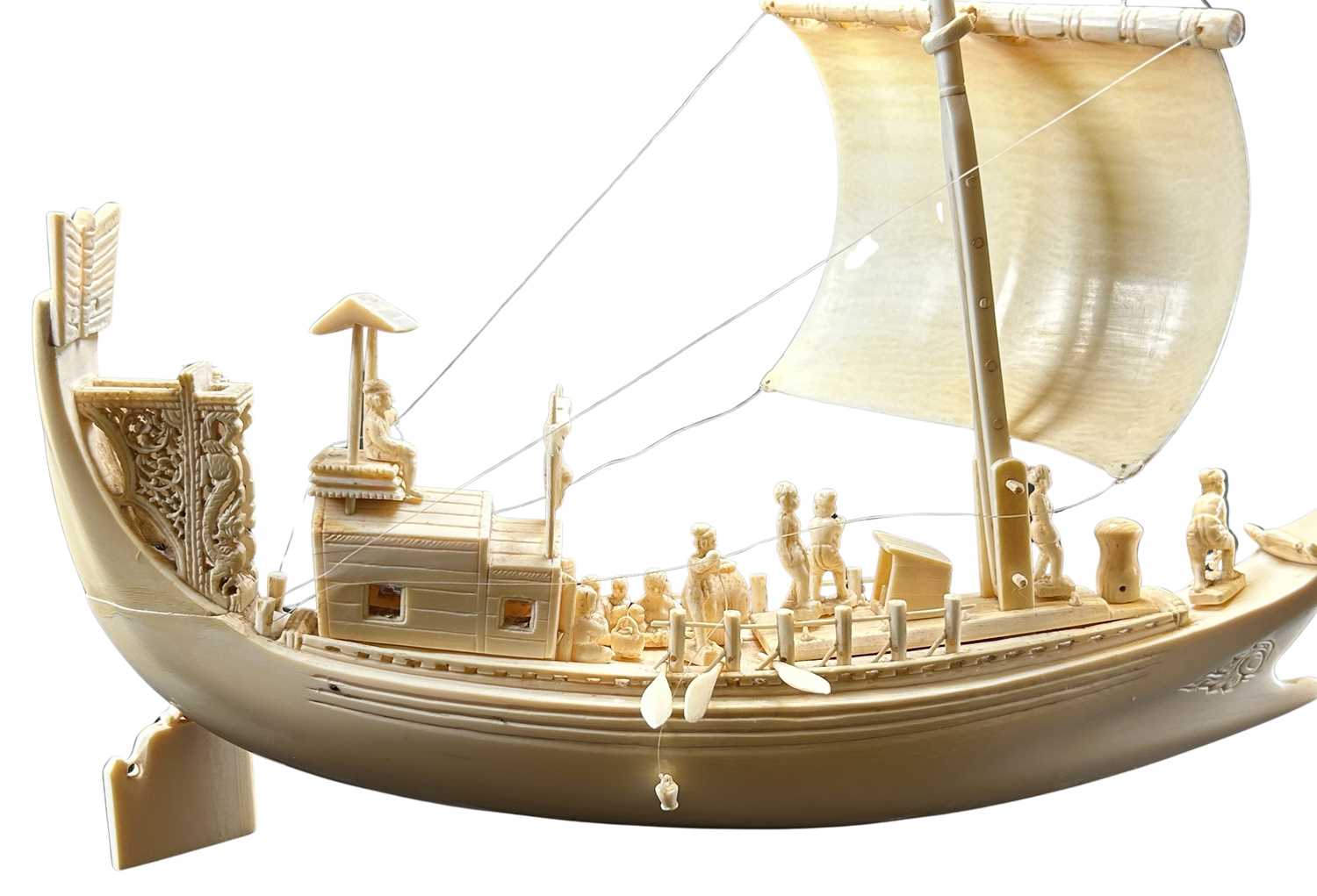 Lot 209 - Chinese Carved Ivory Boat.