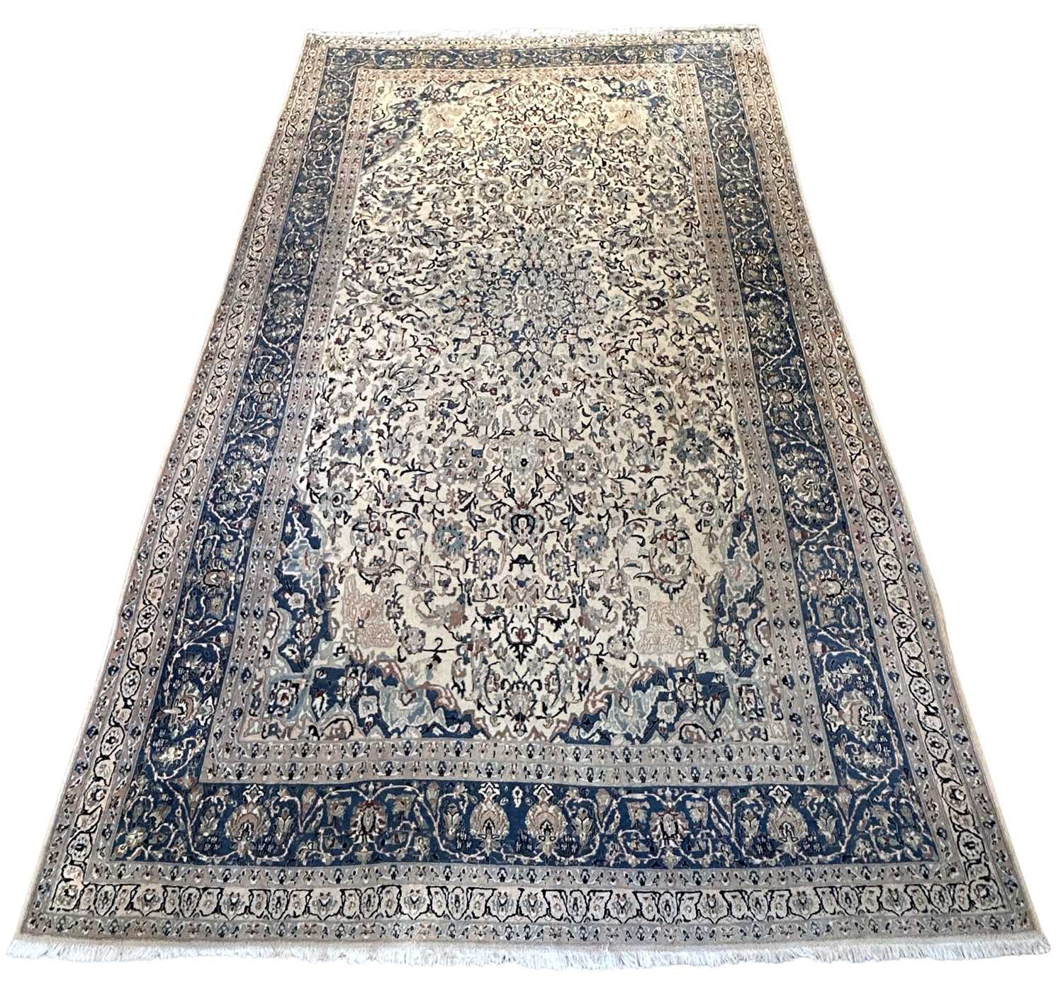 Lot 133 - Wool Silk Blend Cream and Blue Full Room